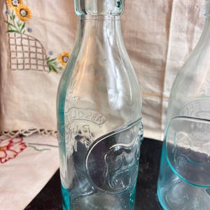 VINTAGE Absolutely Pure Milk Glass Bottle With Embossed Cow~aqua Blue~2 ...
