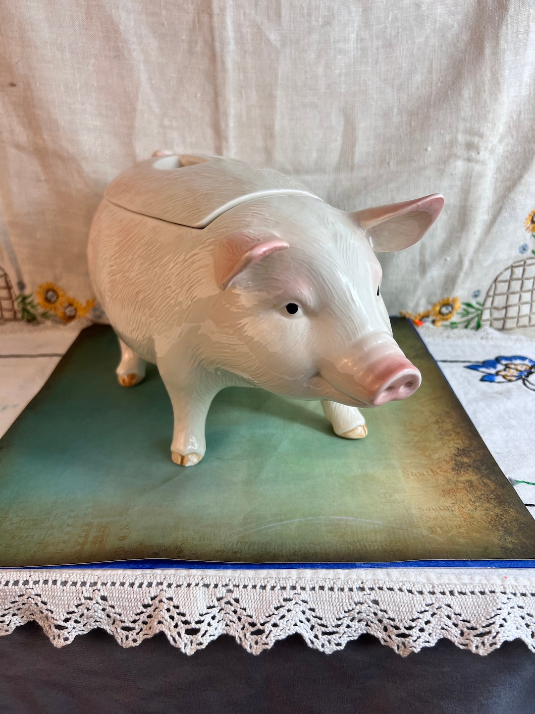 RARE Otagiri Vintage Pig Cookie Jar With Lid Detailedpink/white Japan ... RARE Otagiri Vintage Pig Cookie Jar With Lid Detailedpink/white Japan ...