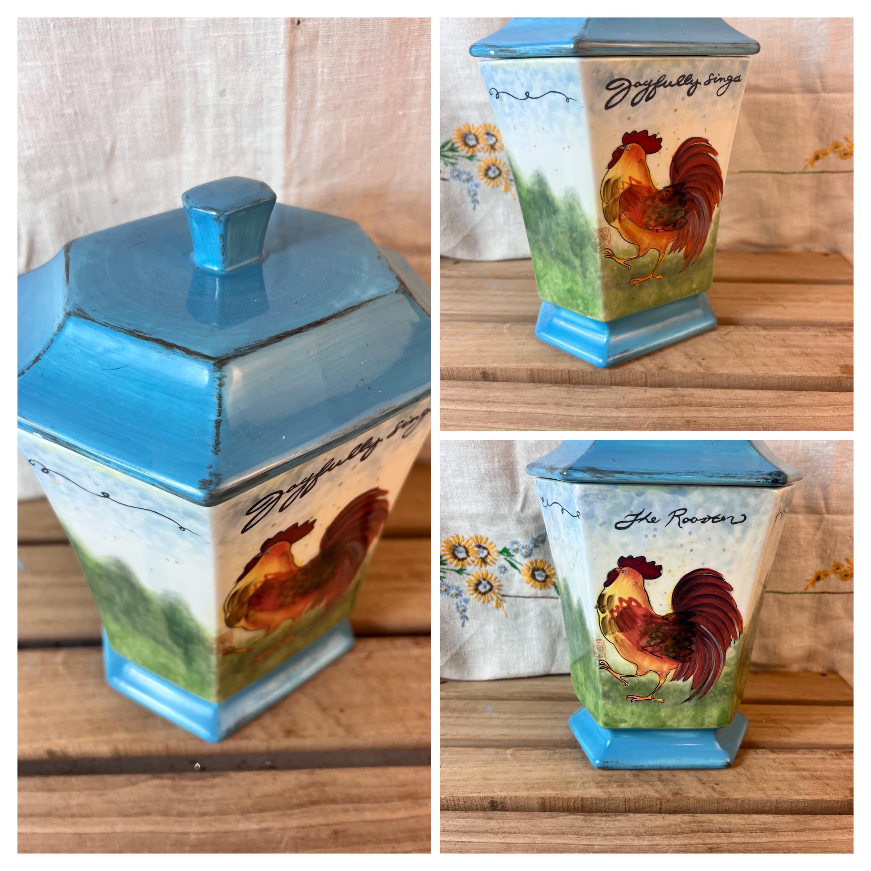 Susan Winget Certified International Rooster “ Joyfully Canisters” With ...