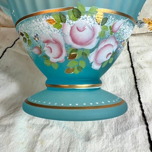 Fenton Charleton Collection Glass Hand Decorated Roses White Crested ...