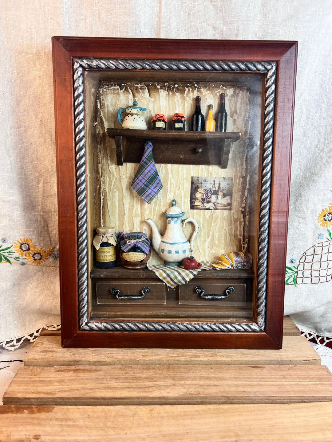 Vintage Shadow Boxcountry Dioramakitchen Decorwall Decorfarmhousewood ...