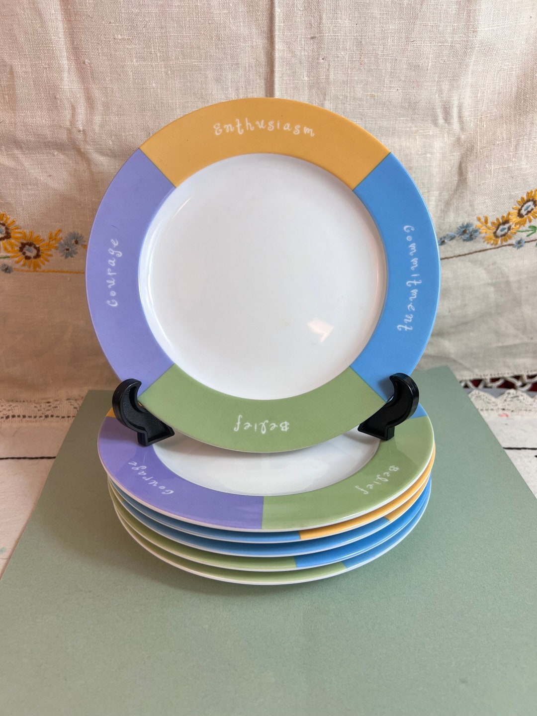 Set of 6 VTG Mary Kay Words to Live 7.5 Diameterlunch/ Salad Ceramic ...