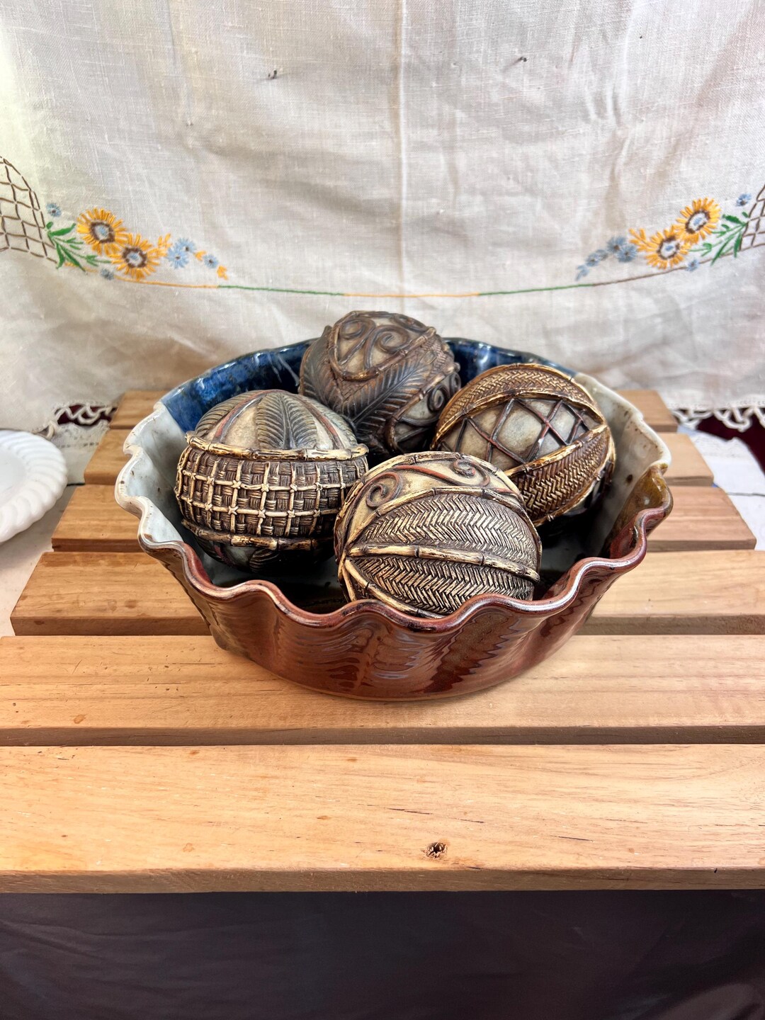 Set of 4 Decorative Weighted Resin Balls Distressed Metal Coloruniquely ...