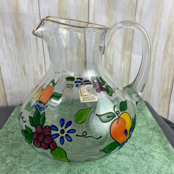 Glass Pitcher With Gold Rim - Etsy