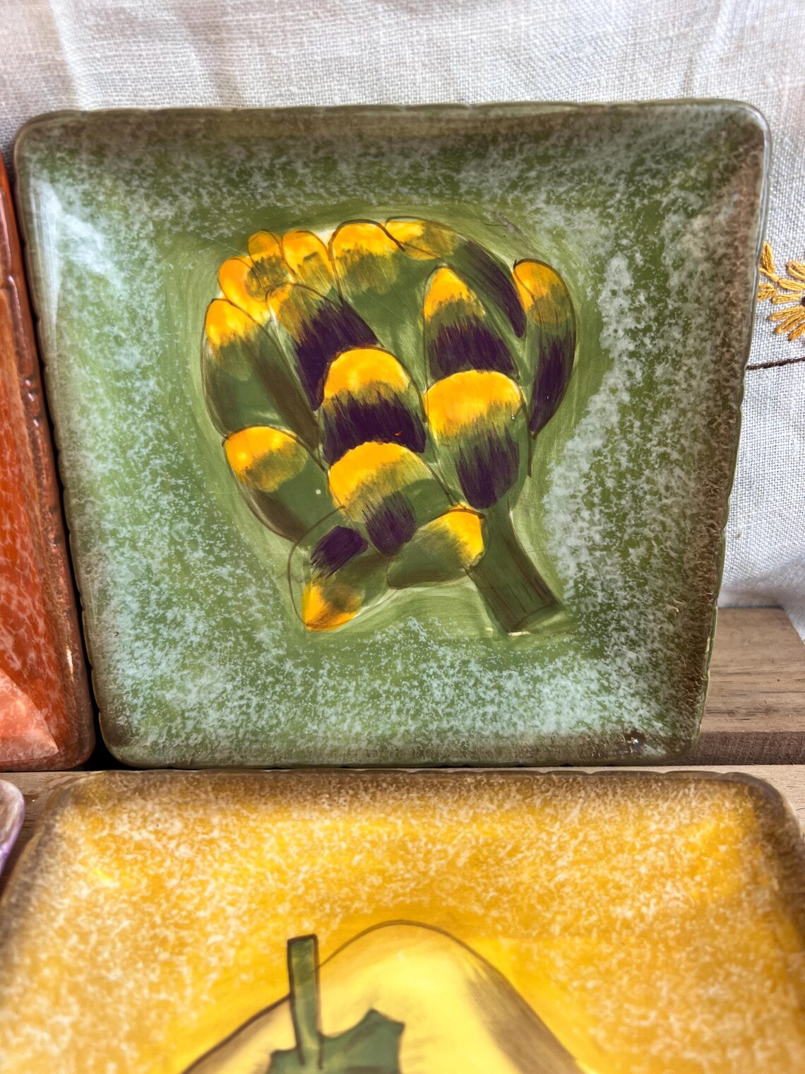 Clay Art Appetizer/side Plates Terra Toscana Artichoke, Tomatoe ...