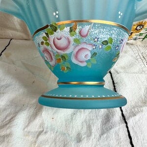 Fenton Charleton Collection Glass Hand Decorated Roses White Crested ...