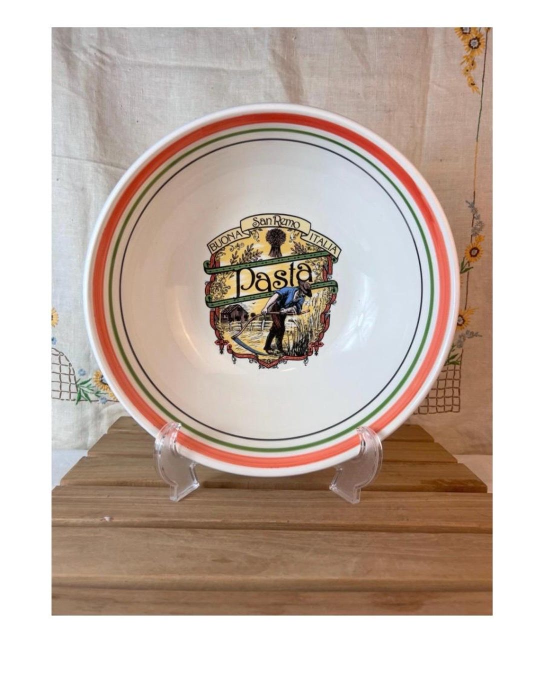 Himark 11" Large Serving Pasta Bowls, " Buona San Remo Italia", Made in ...