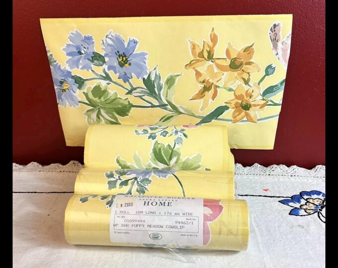 Laura Ashley Home Wallpaper Border~poppymeadow Yellow~7” Wide - Etsy