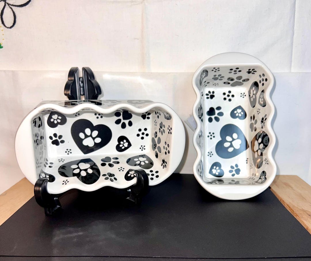 Temptations Ruffled 12oz PAWFETTI Mini Loaf Pan Serving Dish-~black and ...