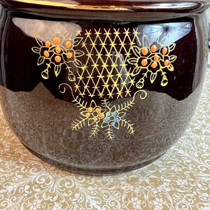 Vintage Japan Redware Pottery Hand Painted Moriage Style Enamel Pot ...