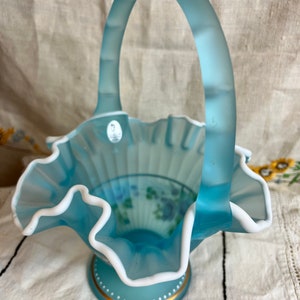 Fenton Charleton Collection Glass Hand Decorated Roses White Crested ...