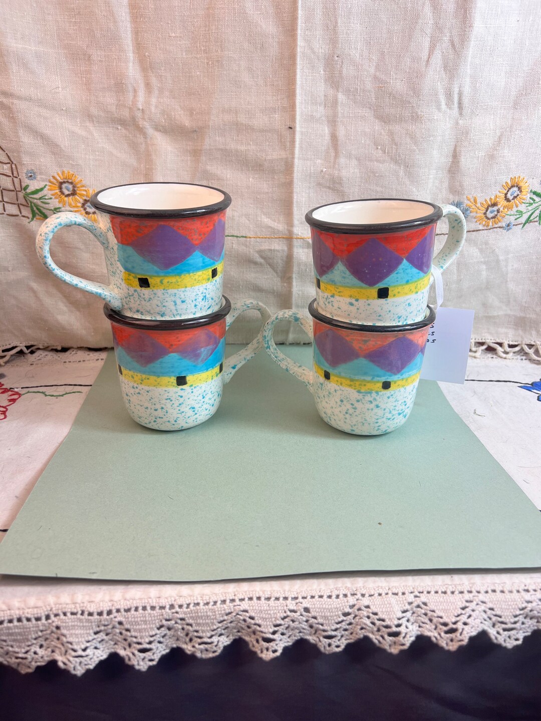 Treasure Craft Paradise Coffee Cups~speckled Southwestern Motif ...