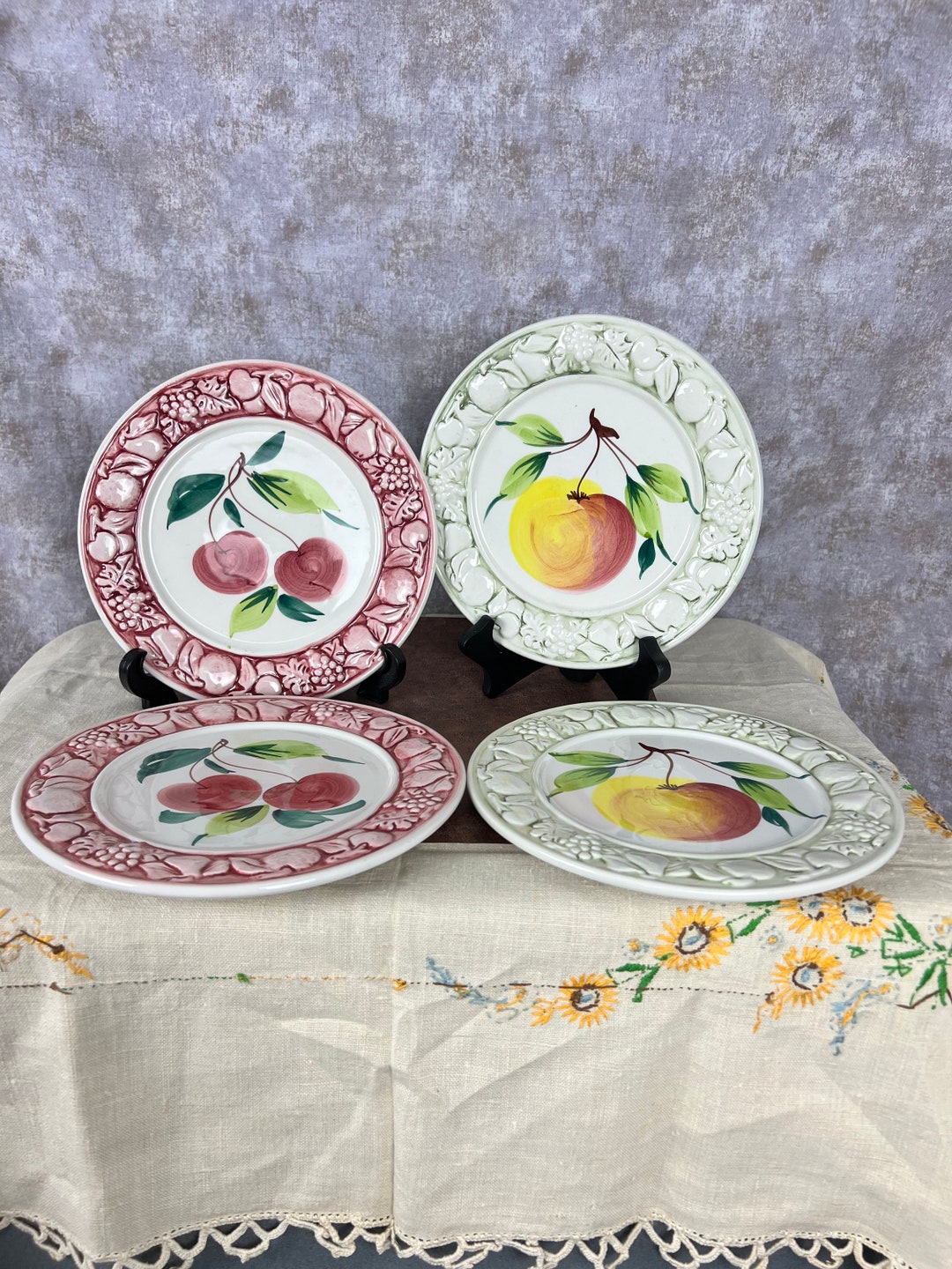 Set of 4 Vintage Handpainted Pizzato Italy Fruit Design Dessert / Salad ...