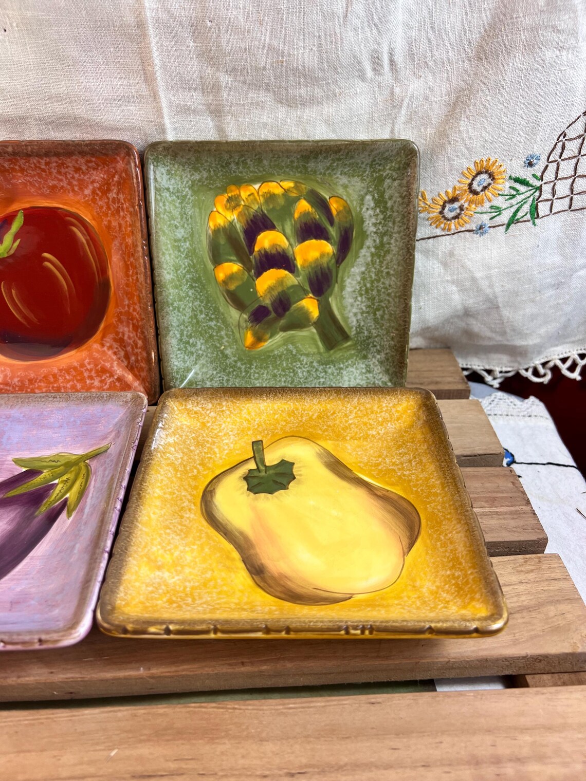 Clay Art Appetizer/side Plates Terra Toscana Artichoke, Tomatoe ...