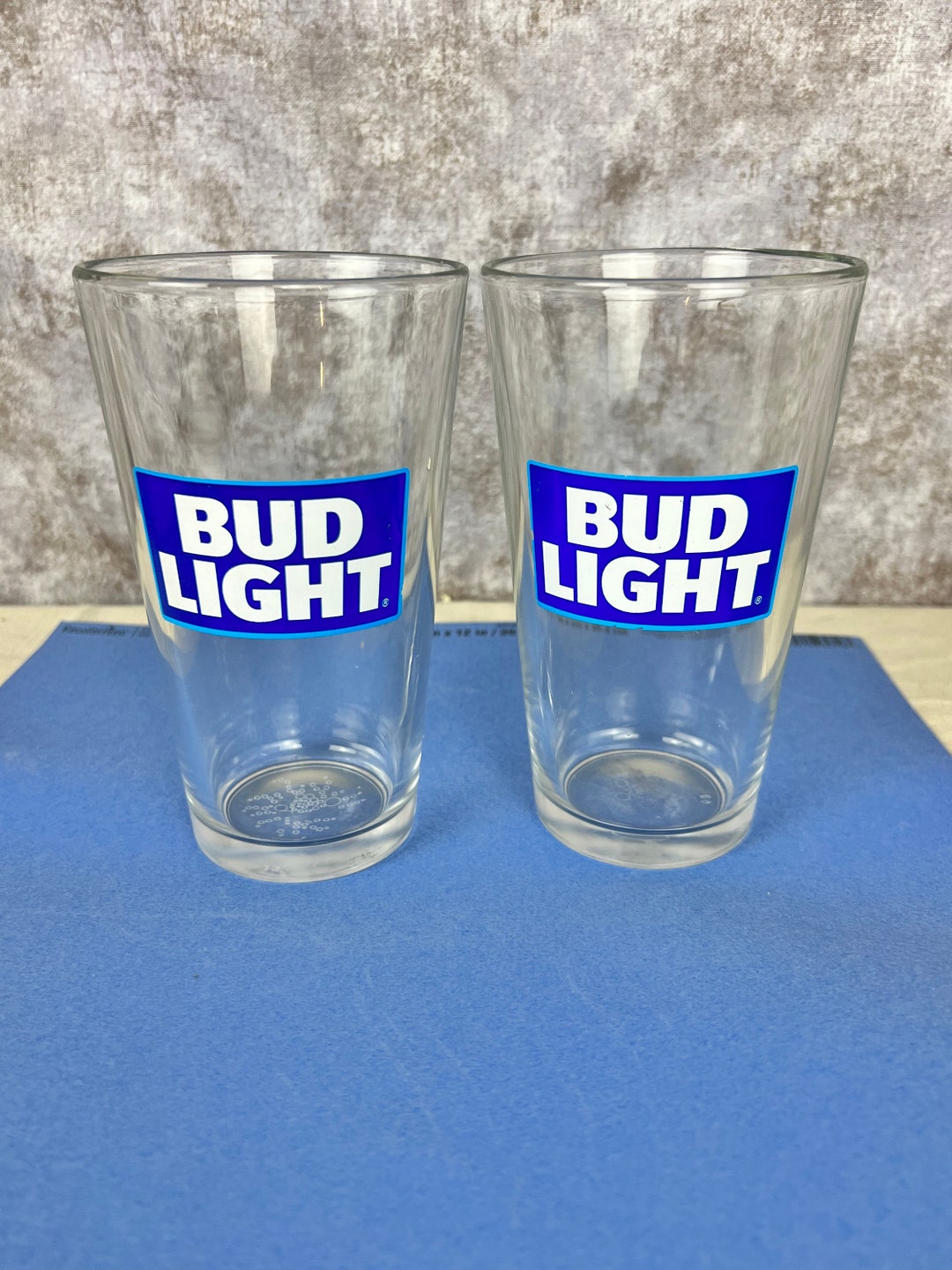 Set of 2 Vintage Bud Lite Heavy Pint Beer Glassesbarware 16 Ounces Gift ...