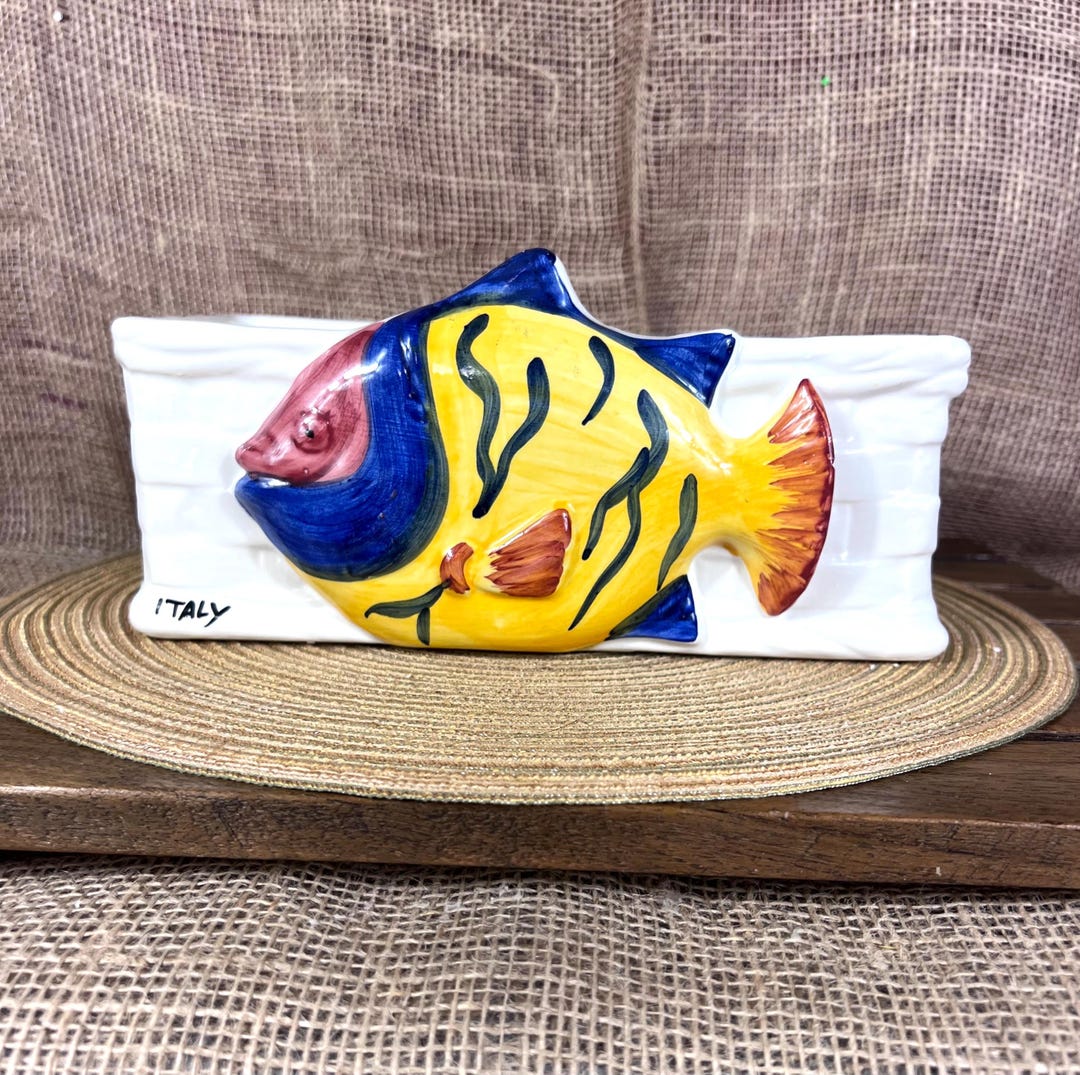 Hand Painted Ceramic Colorful Fish Planter-trinket Bowl~room Decor ...