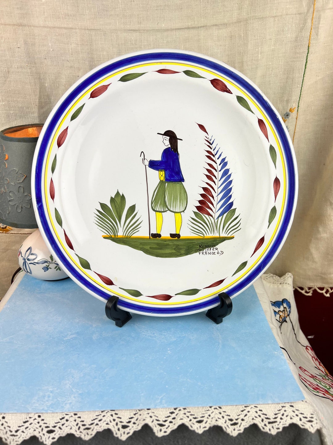 KERALUC QUIMPER 11.25" Breton Man Dinner Plate - Hand Painted~france ...