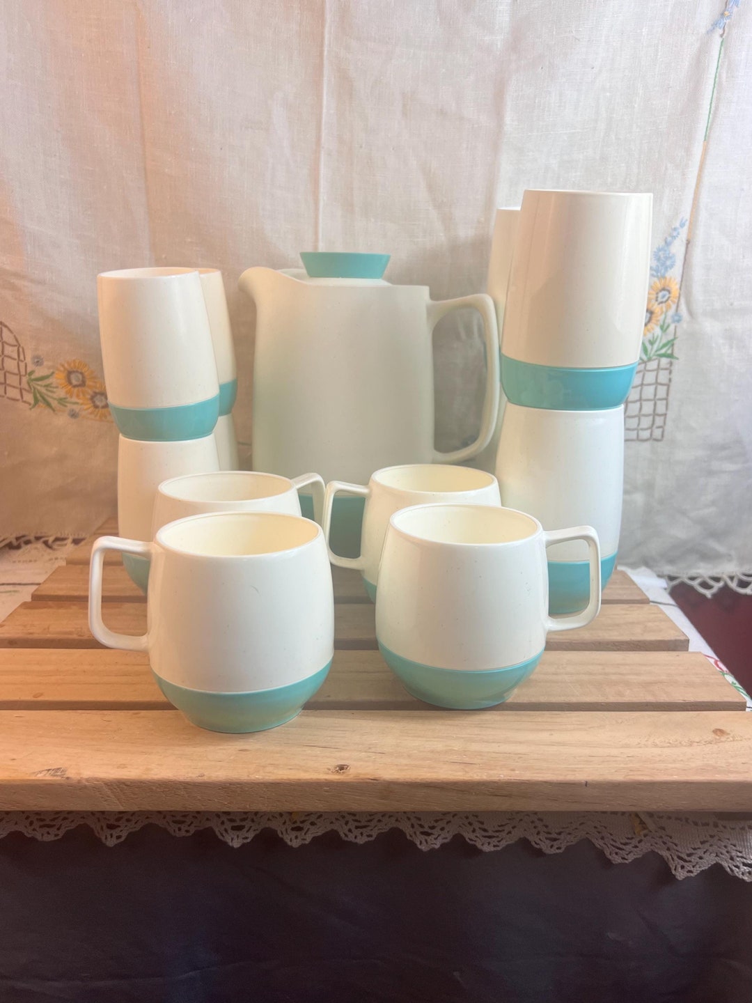 Vintage Vacron Bopp-decker Mid-century Pitcher, Matching Tumblers ...