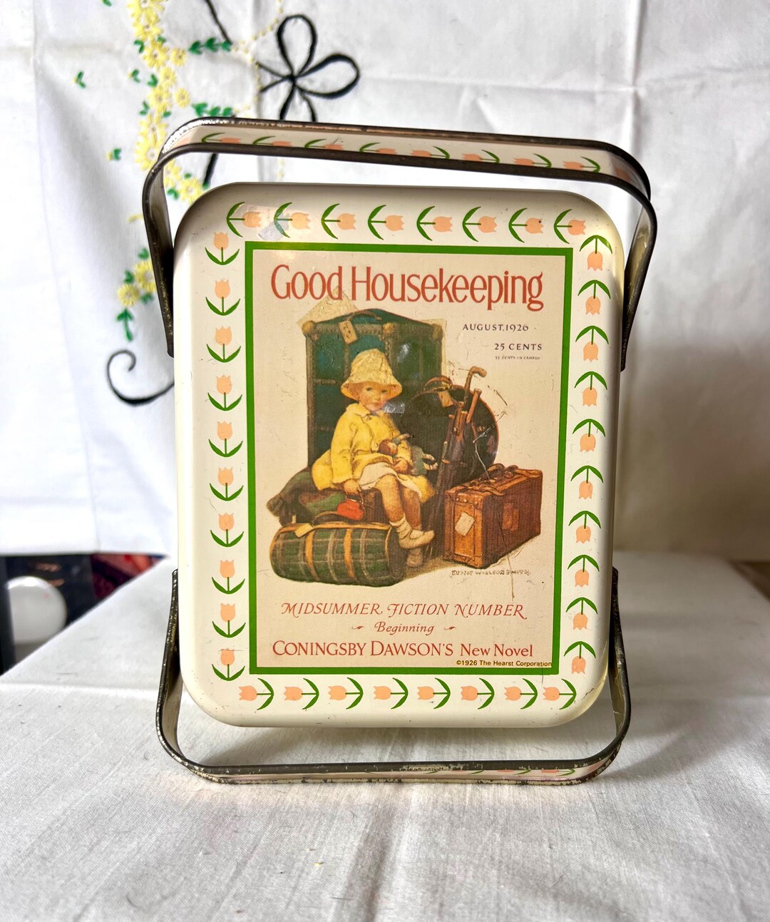 Vintage Good Housekeeping Tin/craft Storage Double Handled Tin~ Lunch ...