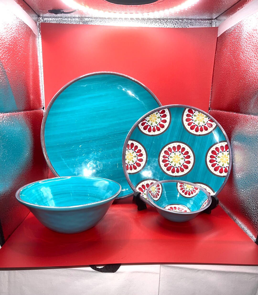 Melamine 16 Piece Boho Dinnerware Set~salad Plates~dinner Plates~salad ...