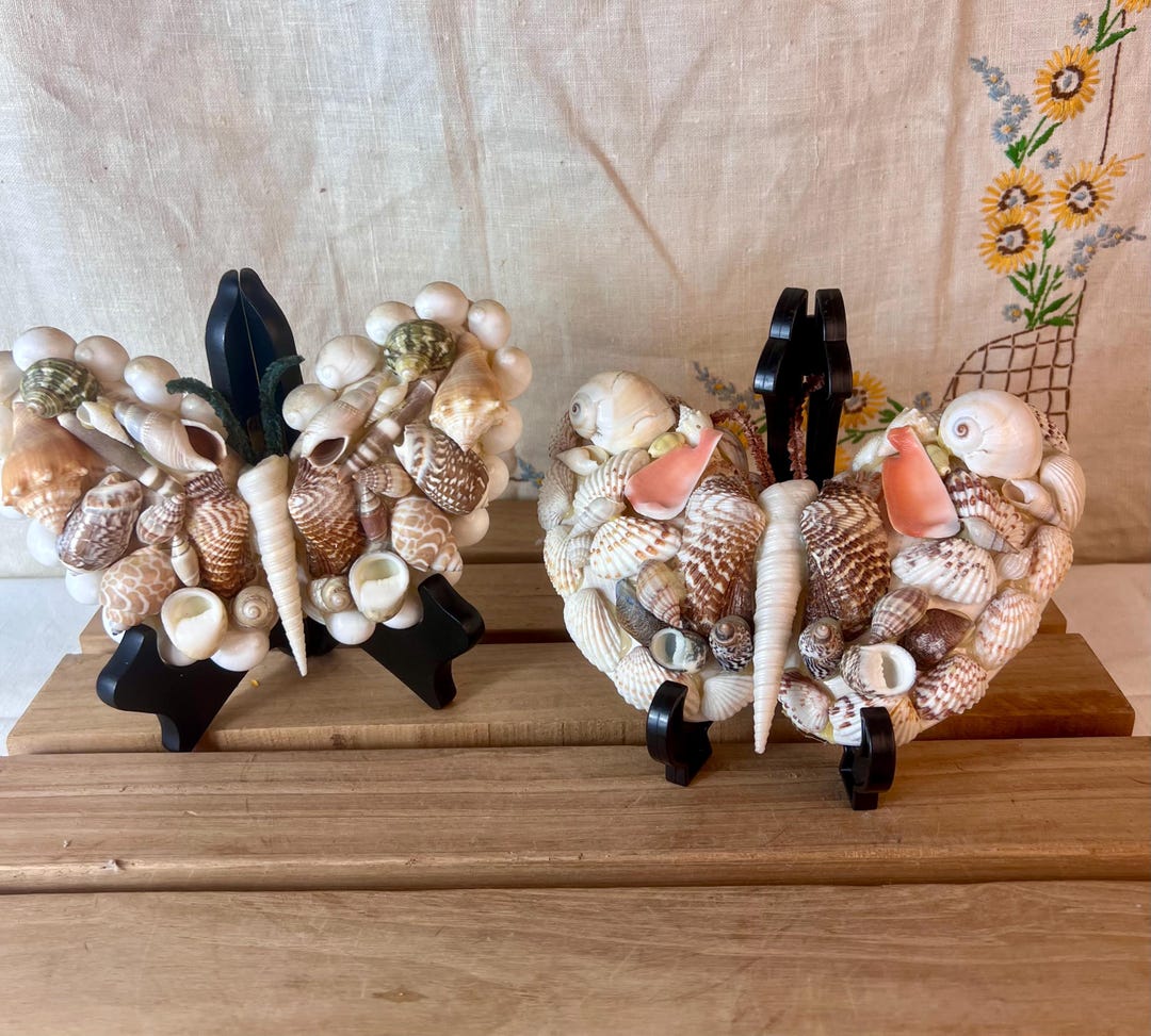 Sea Shell Set of 2 Butterflies~hand Crafted Wall Decor ~beach House ...