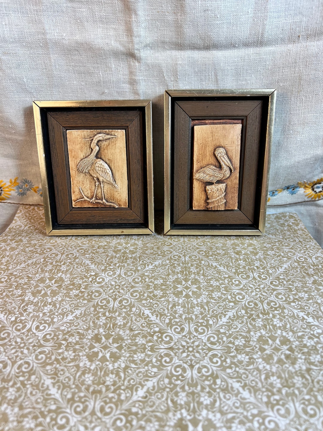 Set of 2 Framed Reproduction by Artist Michael Beaulieu/man-made Stone ...