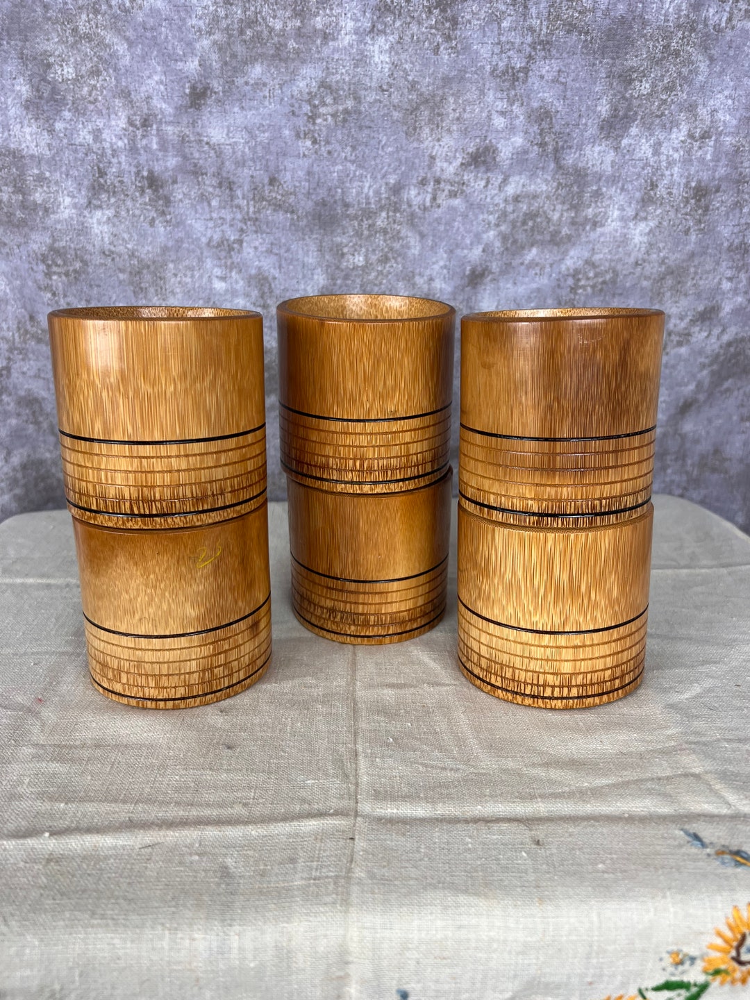 Set of 6 Bamboo Wooden Juice Glasses/water Glasses/tumblers/wine ...