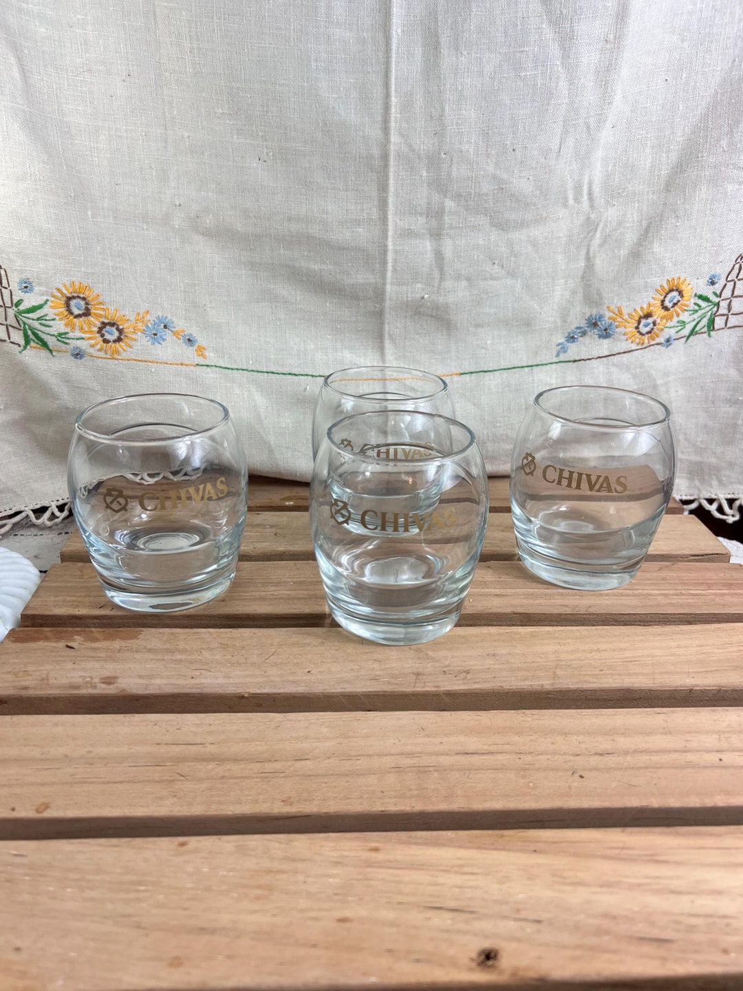 Premium Chivas Regal Scotch Whisky Gold Etched Lowball Glasses~swirl ...