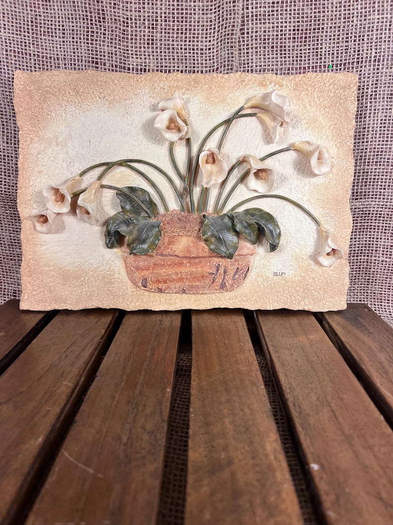 Vintage Cheri Blum Calla Lilly Ceramic/resin Wall Plaque~raised Design ...