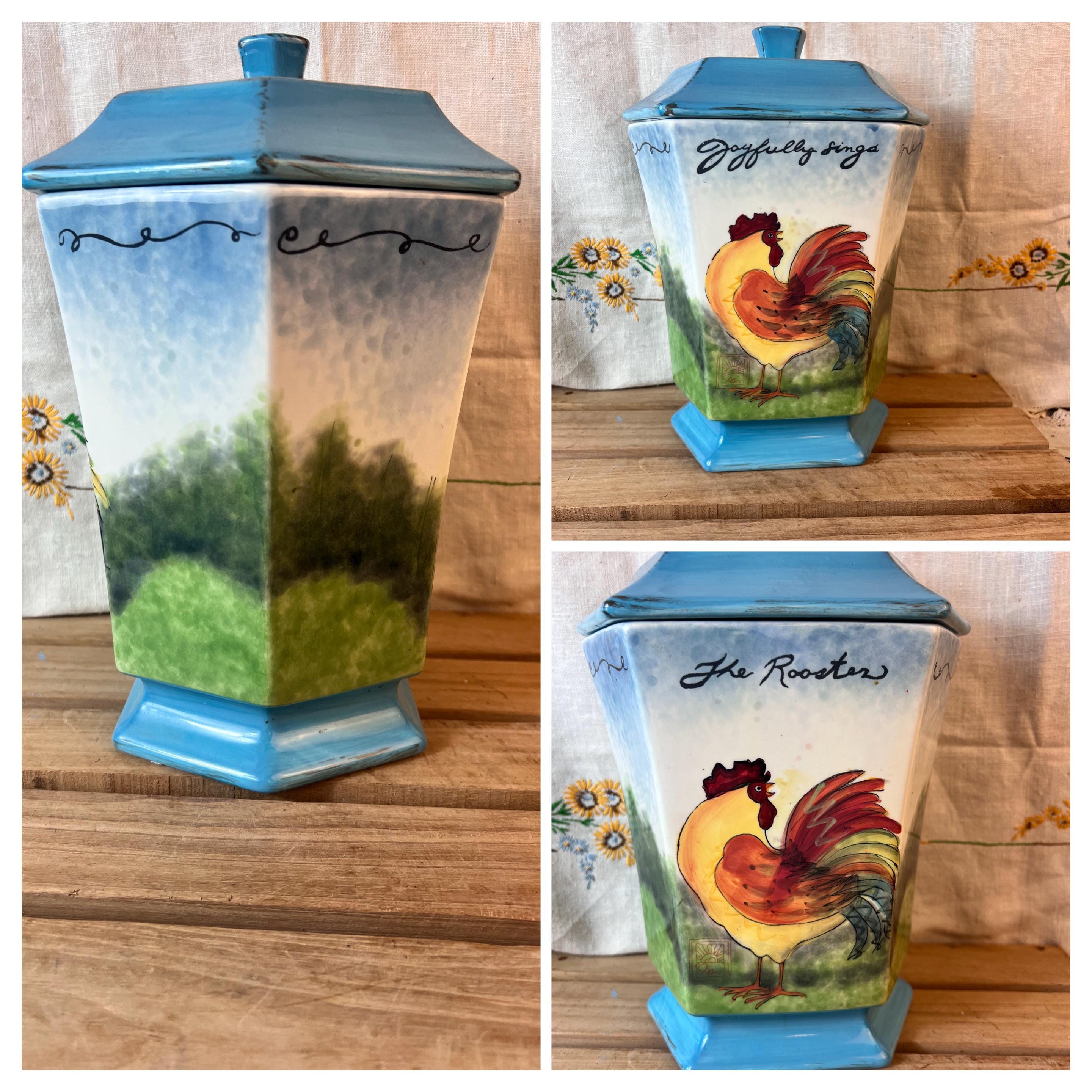 Susan Winget Certified International Rooster “ Joyfully Canisters” With ...