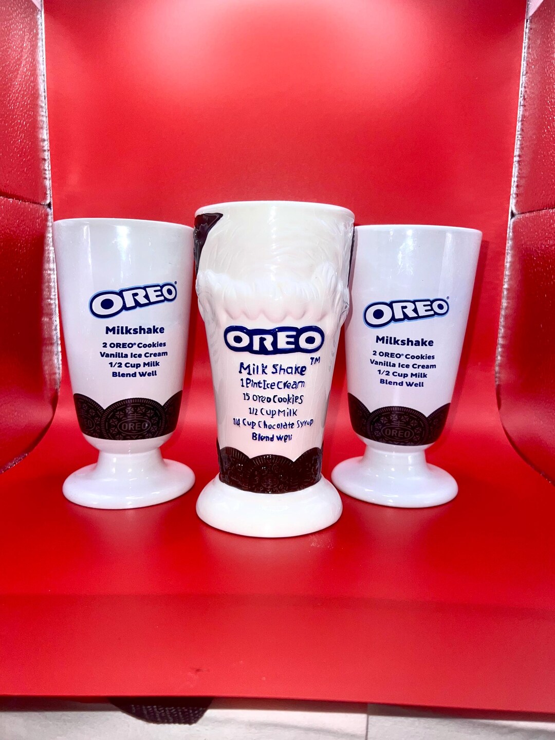 Set of 3 Vibtage Oreo Milkshake Ice Cream Mugs/glasses With ...