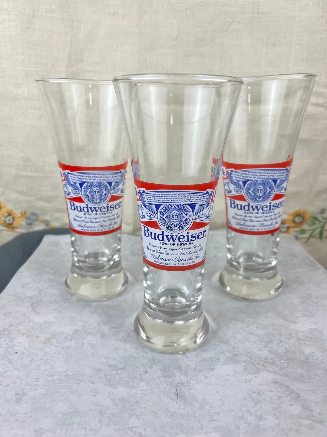 Set of 3 Vintage Budweiser the King of Beers Pilsner Glasses - Etsy