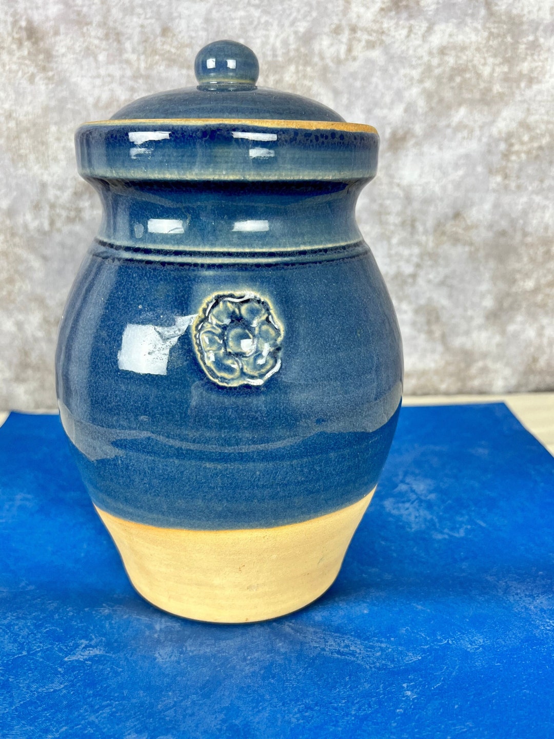 Rowe Pottery Works Pot With Lid Blue Cambridge 6.5 - Etsy