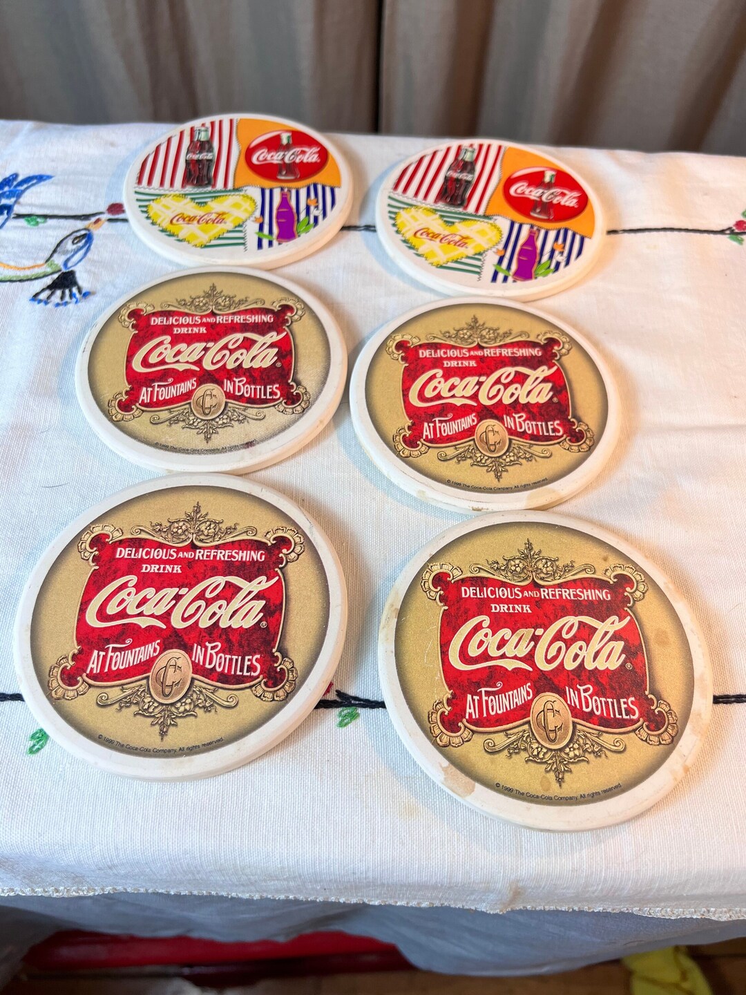 Set of 6 Vintage Stone Coca Cola Coasters With Cork Back - Etsy