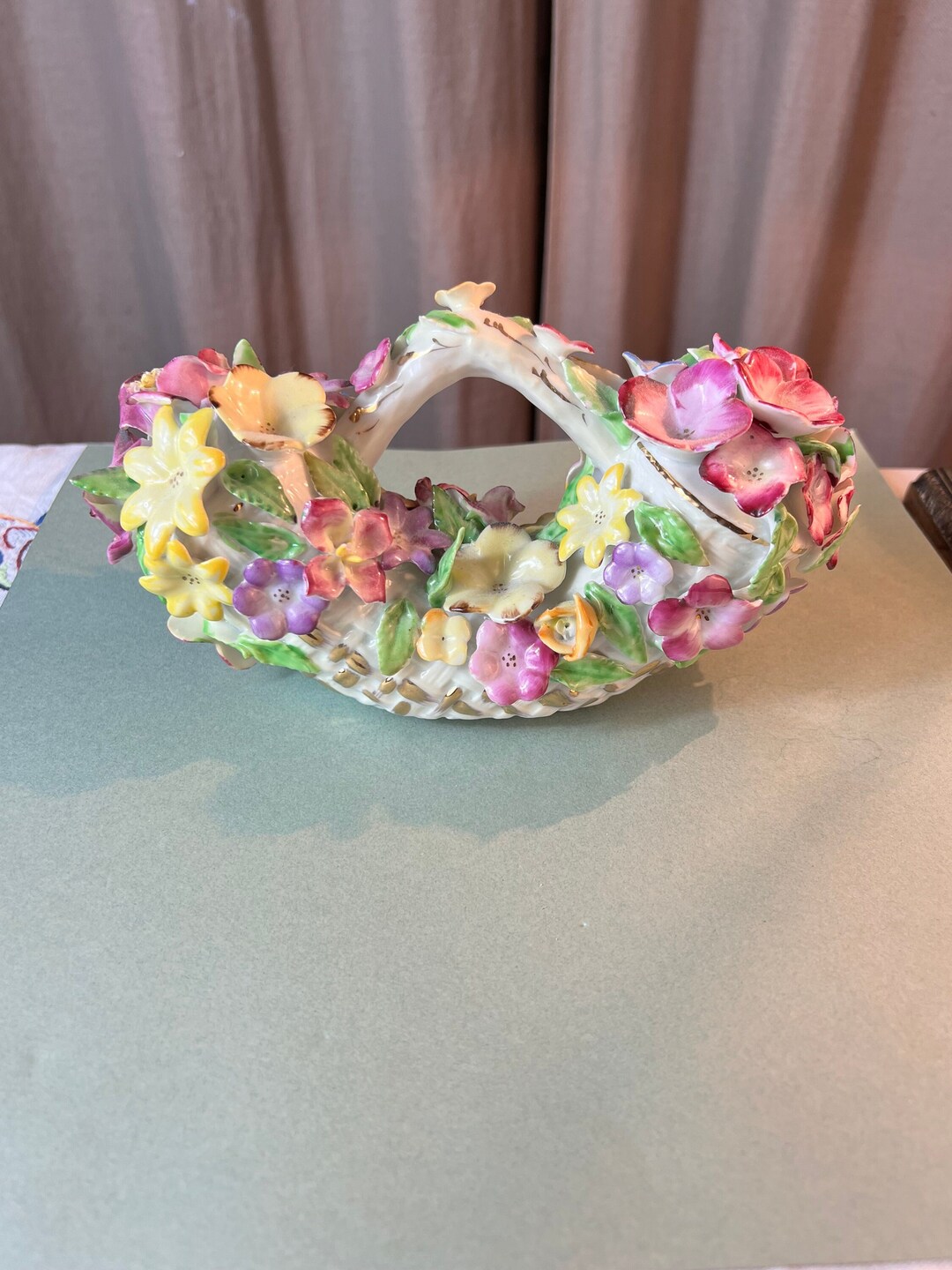 Unique Porcelain Flower Arrangement by Ardart of Japanfloral Basket - Etsy