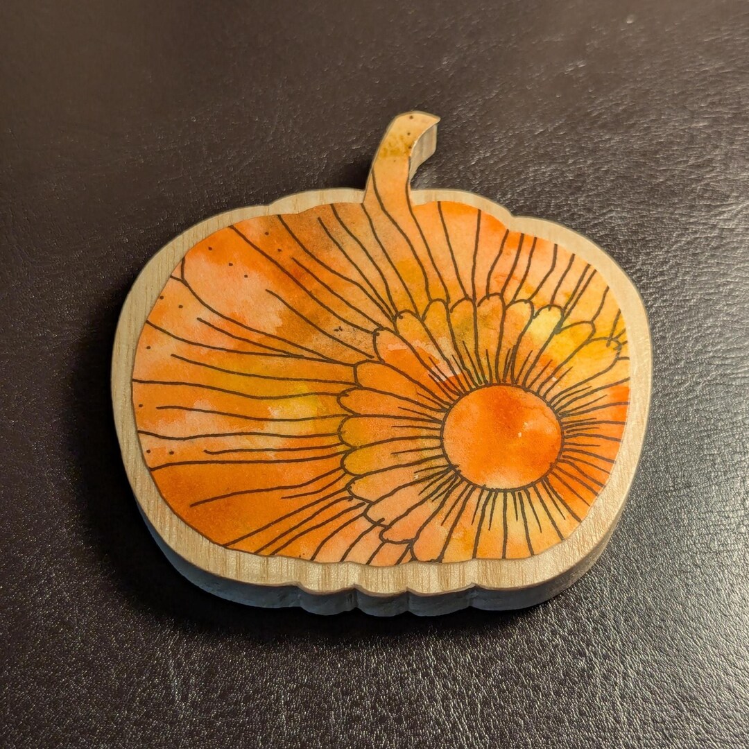 Pumpkin Magnet in Solid Ash, Decoupaged in Original Art - Etsy
