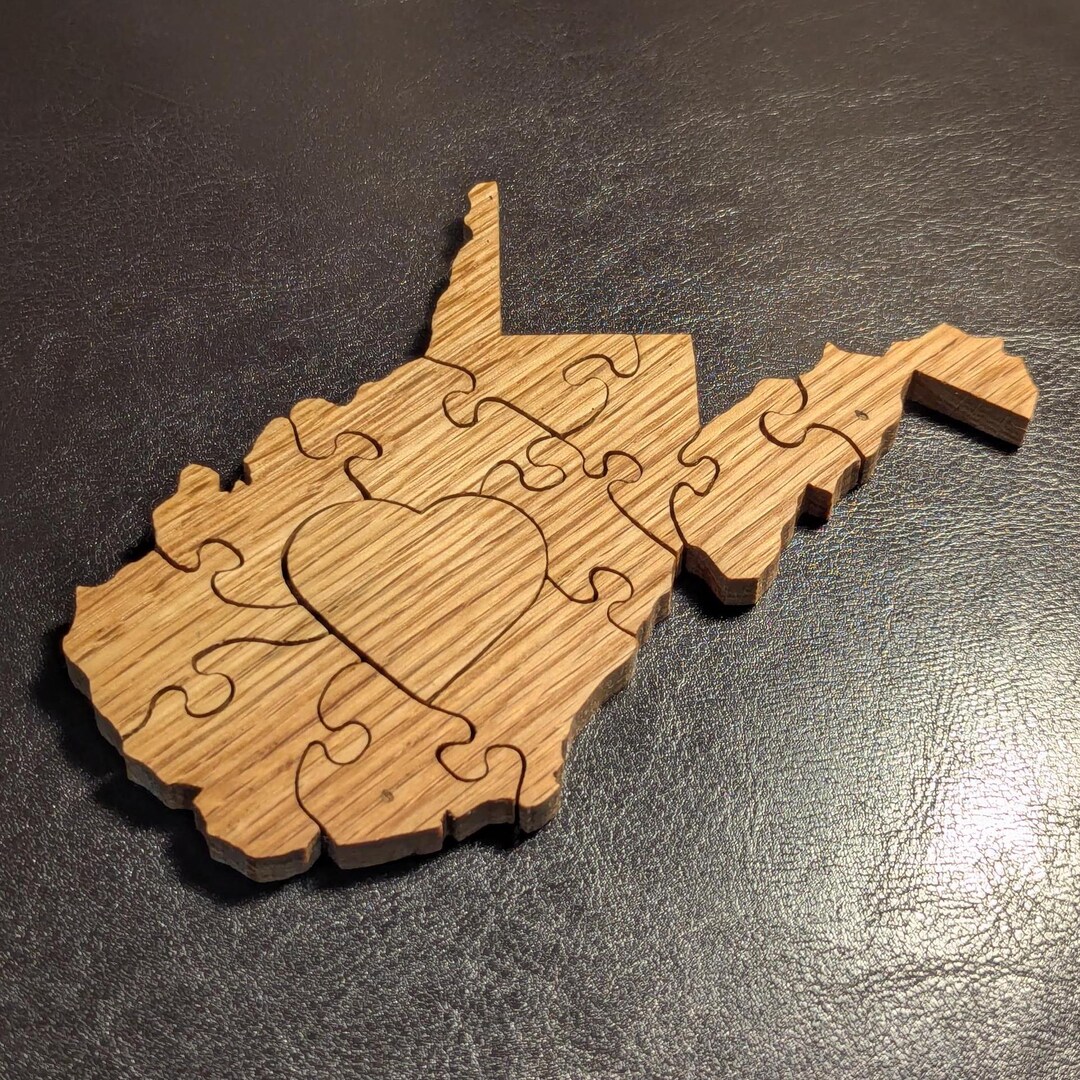 West Virginia Jigsaw Puzzle in Solid Red Oak - Etsy