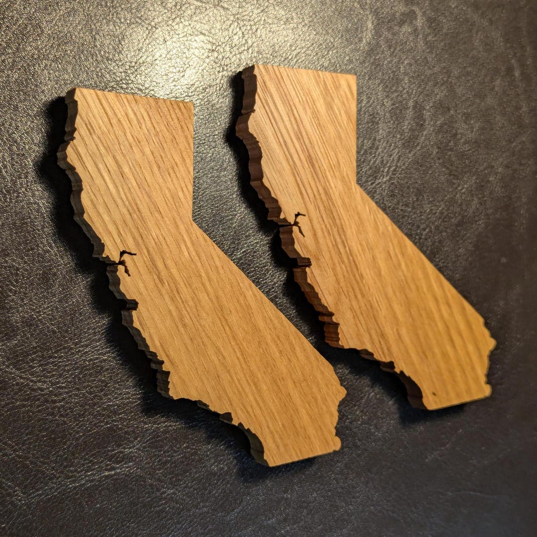 California Magnets in Solid Red Oak, Set of Two - Etsy