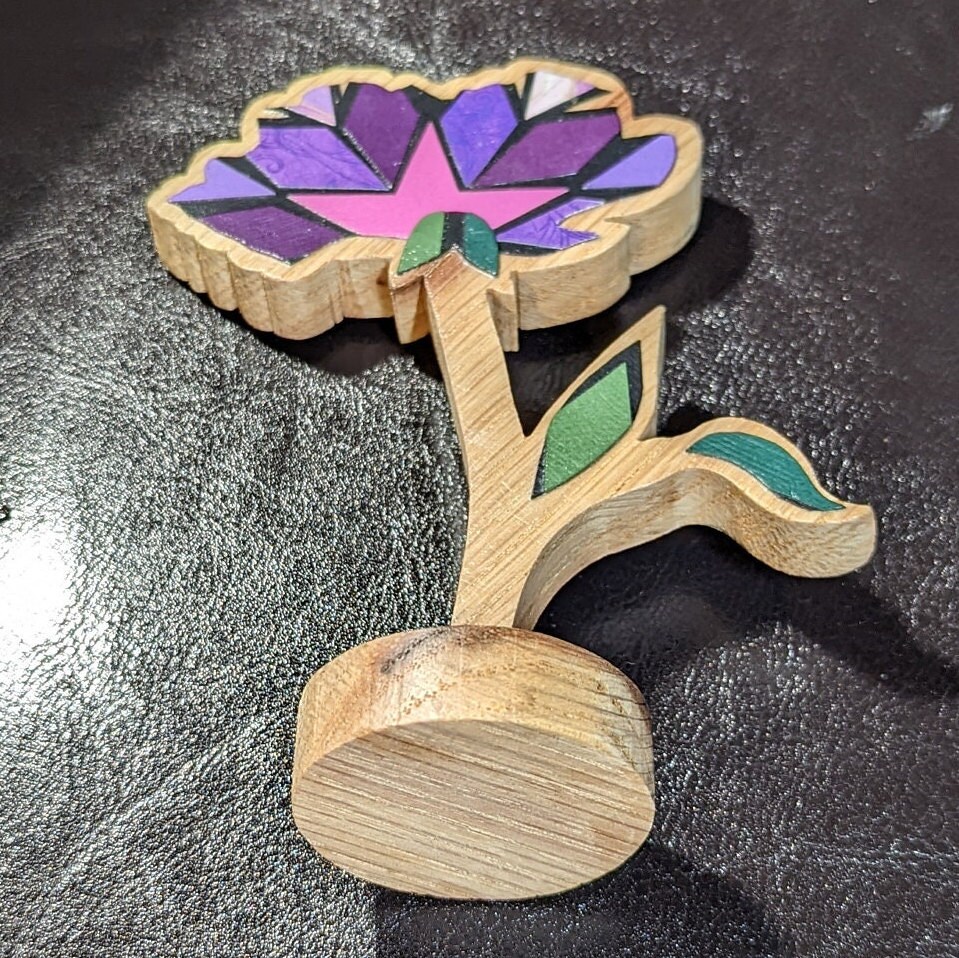 Flower Figurine in Solid Oak - Etsy