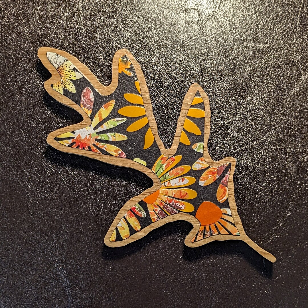 Oak Leaf Magnet in Solid Red Oak, Decoupaged by Noelle - Etsy
