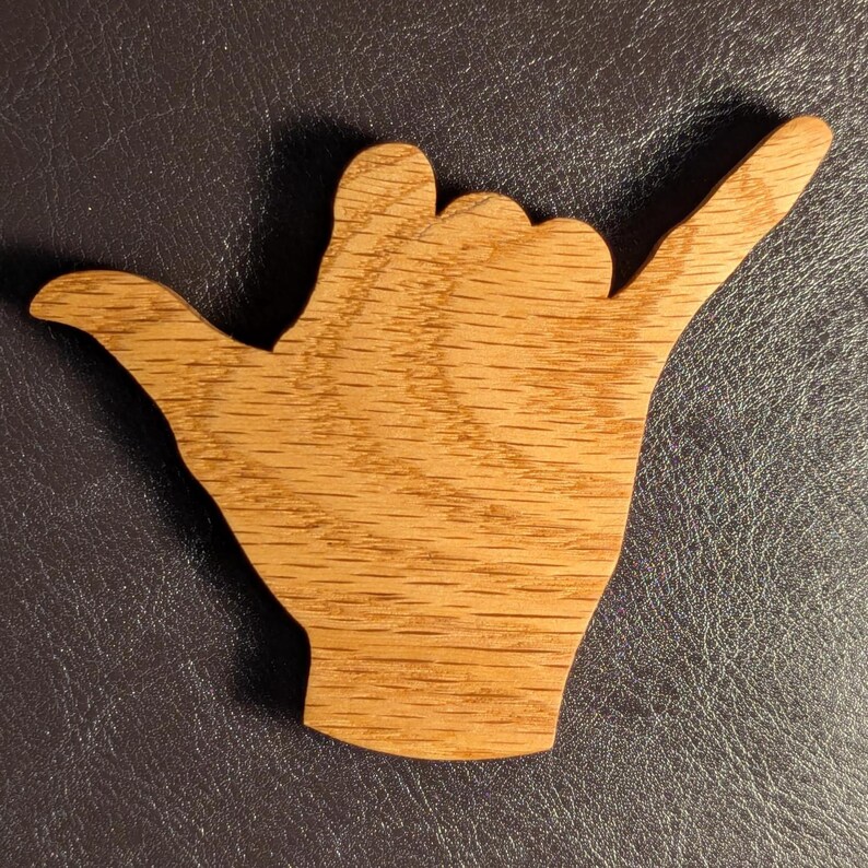 Shaka Magnet in Solid Oak, the Official Hand Gesture of Hawaii - Etsy