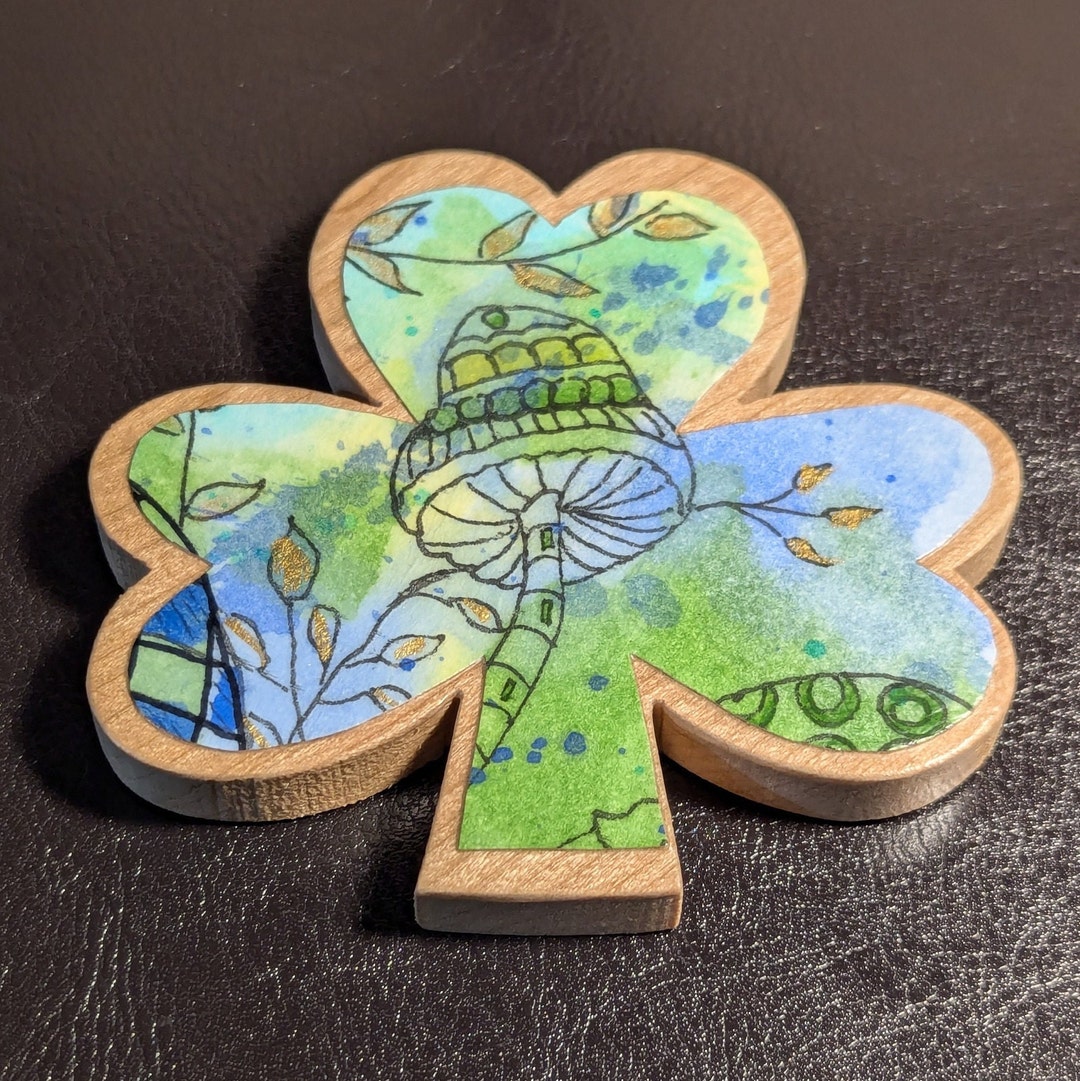 Shamrock Magnet in Solid Hardwood, Decoupaged With Original Art - Etsy