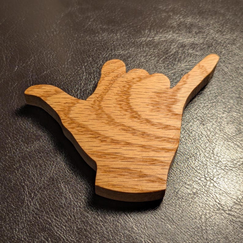Shaka Magnet in Solid Oak, the Official Hand Gesture of Hawaii - Etsy