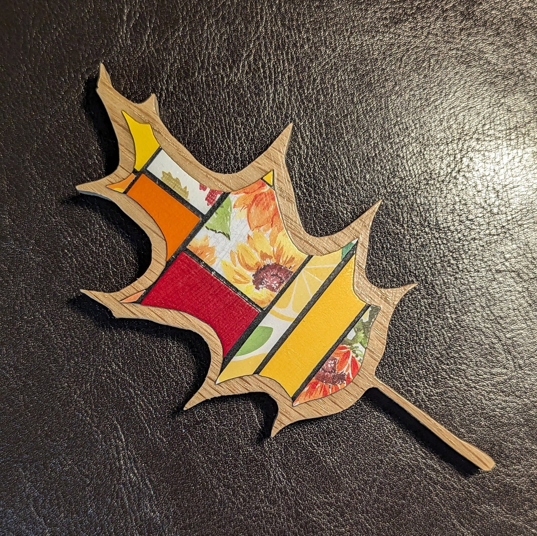 Red Oak Leaf Magnet in Solid Red Oak, Decoupaged in Autumn Colors - Etsy