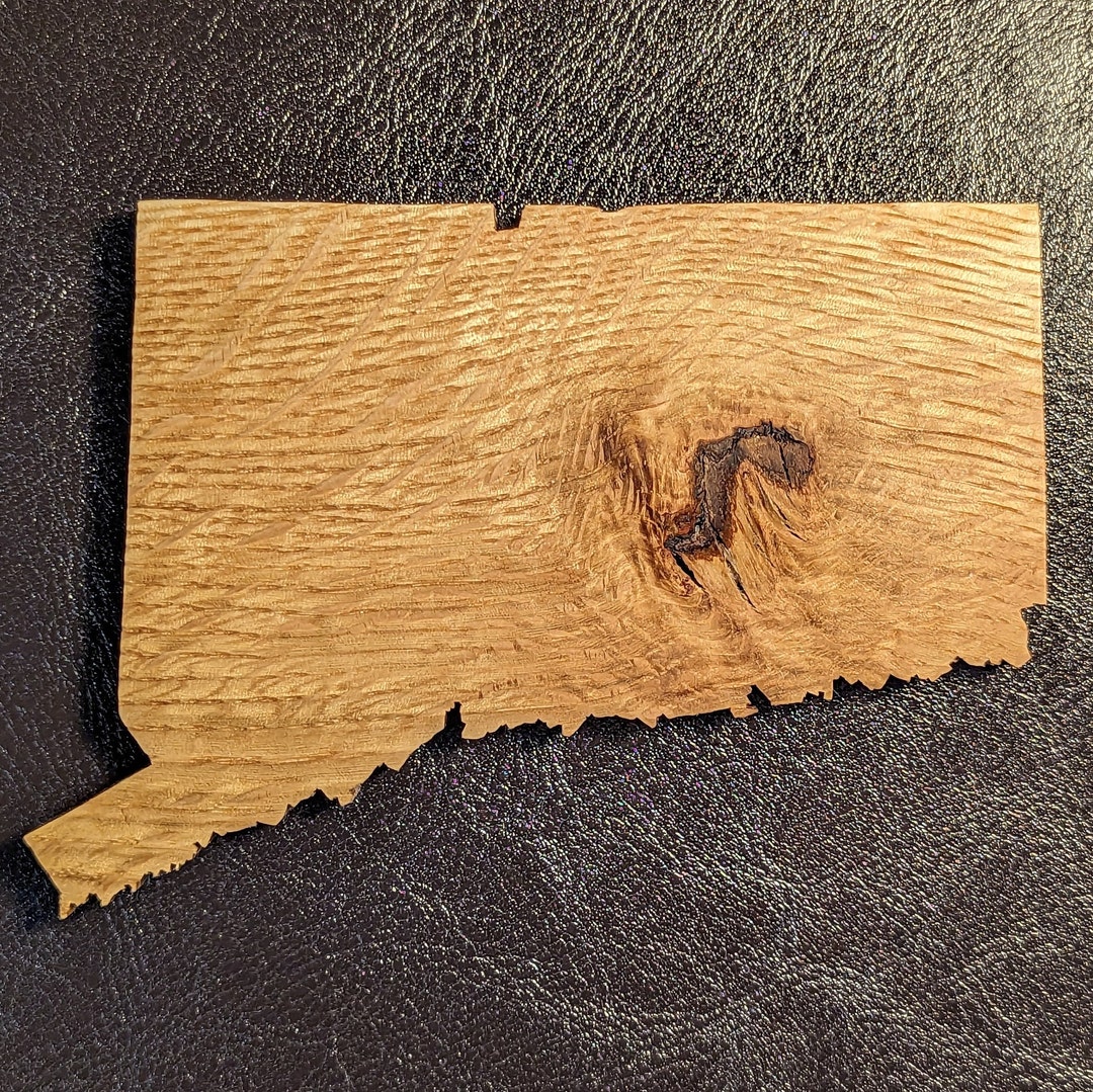 Rustic Connecticut Magnet in Solid Oak - Etsy