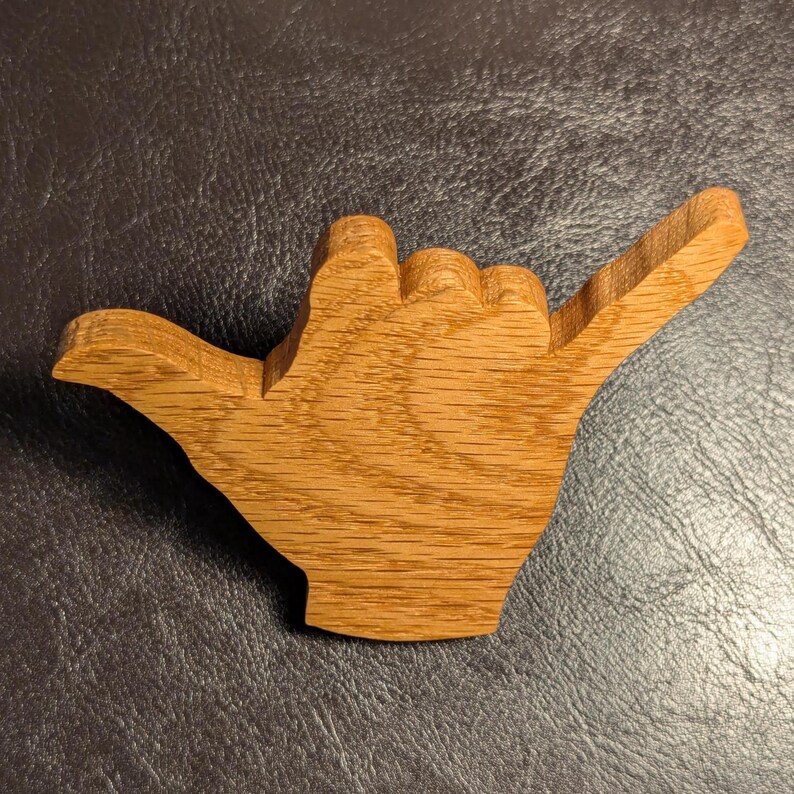 Shaka Magnet in Solid Oak, the Official Hand Gesture of Hawaii - Etsy