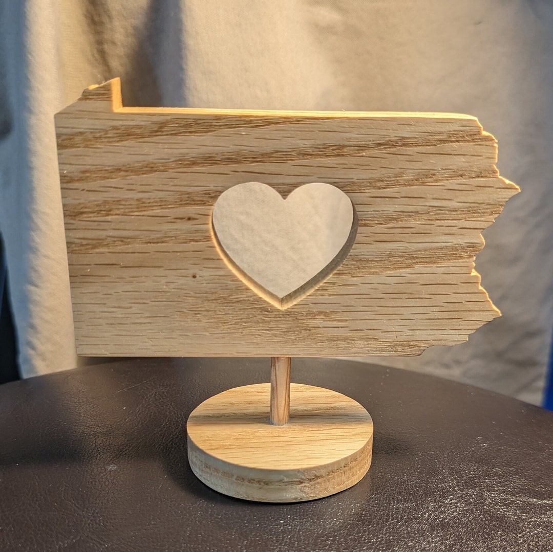 Pennsylvania Figurine in Solid Oak With a Heart Sawn in the Middle - Etsy