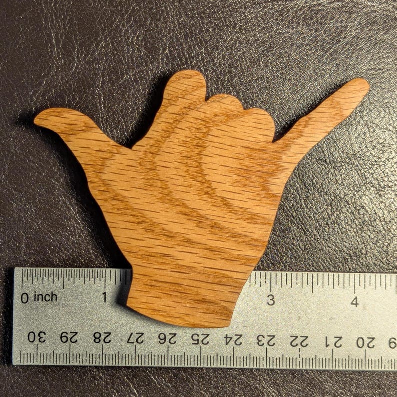 Shaka Magnet in Solid Oak, the Official Hand Gesture of Hawaii - Etsy