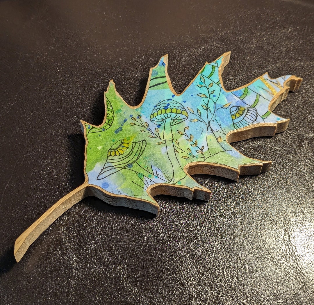 Red Oak Leaf Magnet in Solid Red Oak, Decoupaged With Original Art of ...