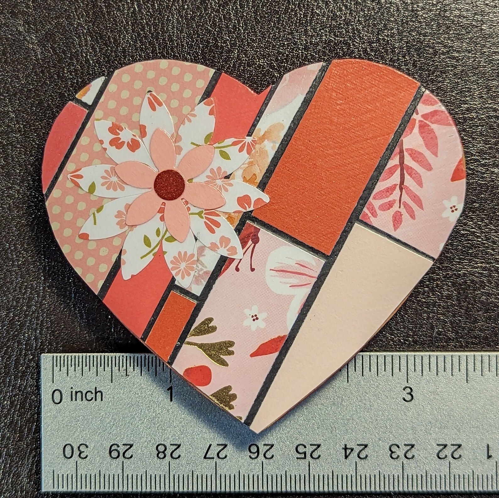 Heart Magnet in Solid Hardwood, Decoupaged in Reds and Pinks - Etsy